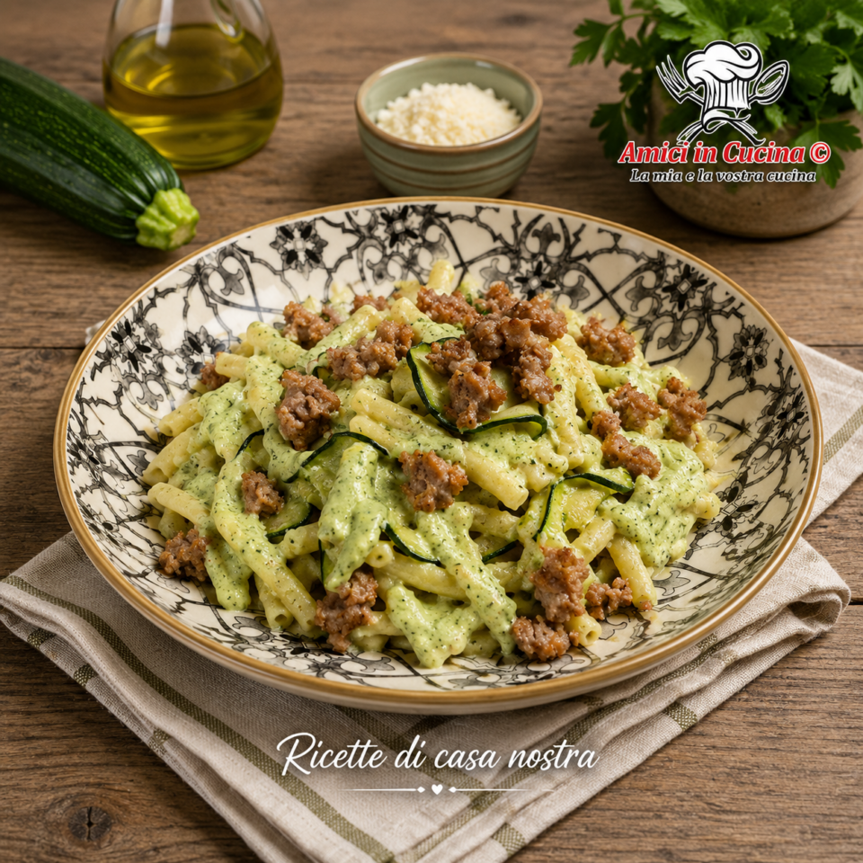 Casarecce con Crema di Zucchine, Ricotta e Salsiccia Croccante: Primo ...