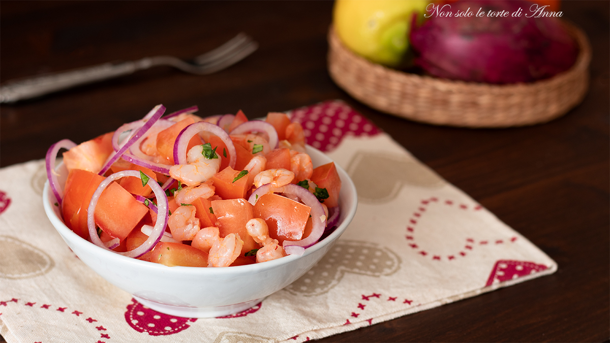 Ceviche di gamberetti | Ricetta ceviche o Sevice | Gamberi e pomodori