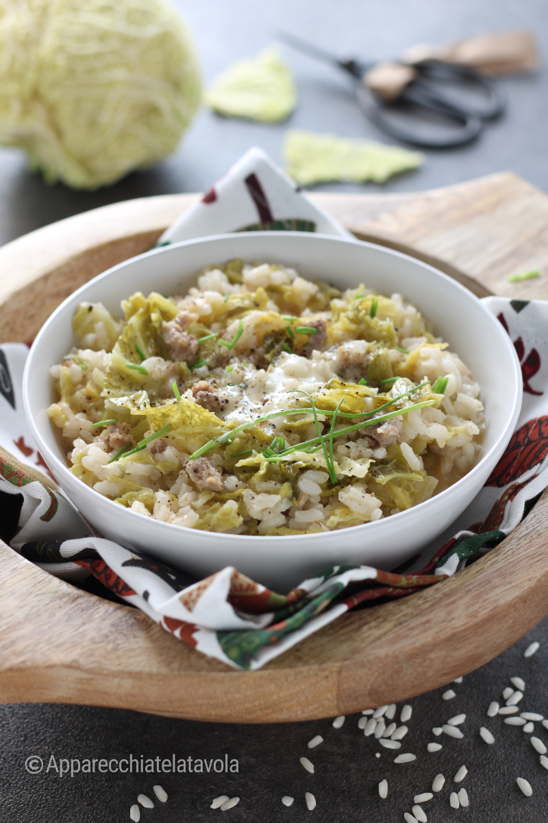 Riso verza salsiccia e gorgonzola