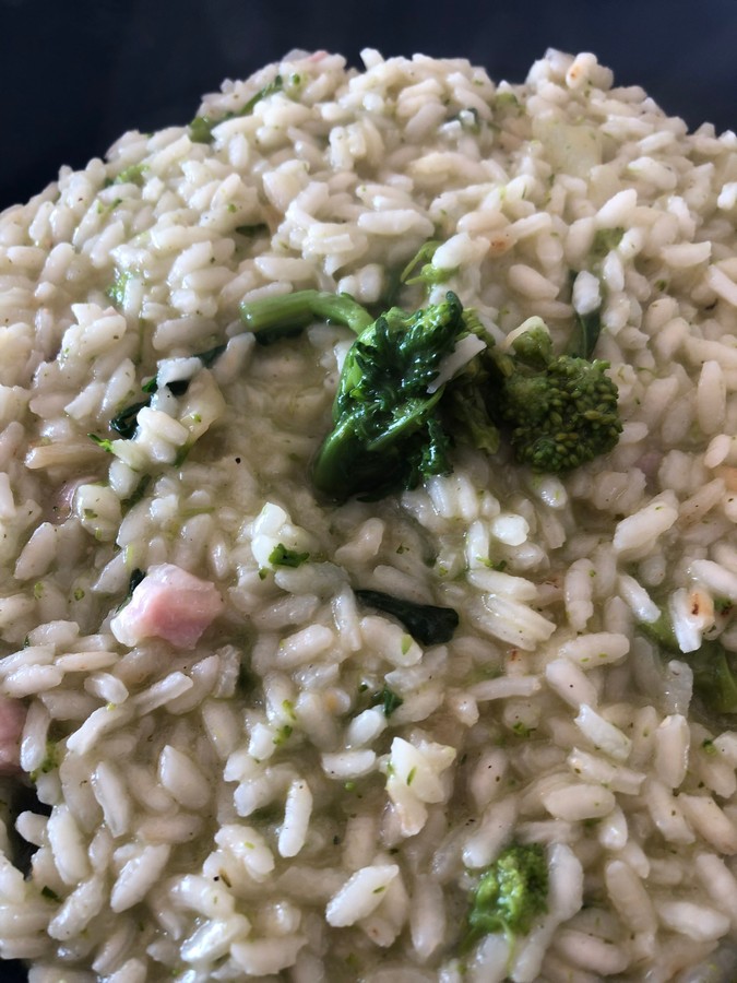 Risotto con crema di gambi di cime di rapa e pancetta - Cilentani ai ...