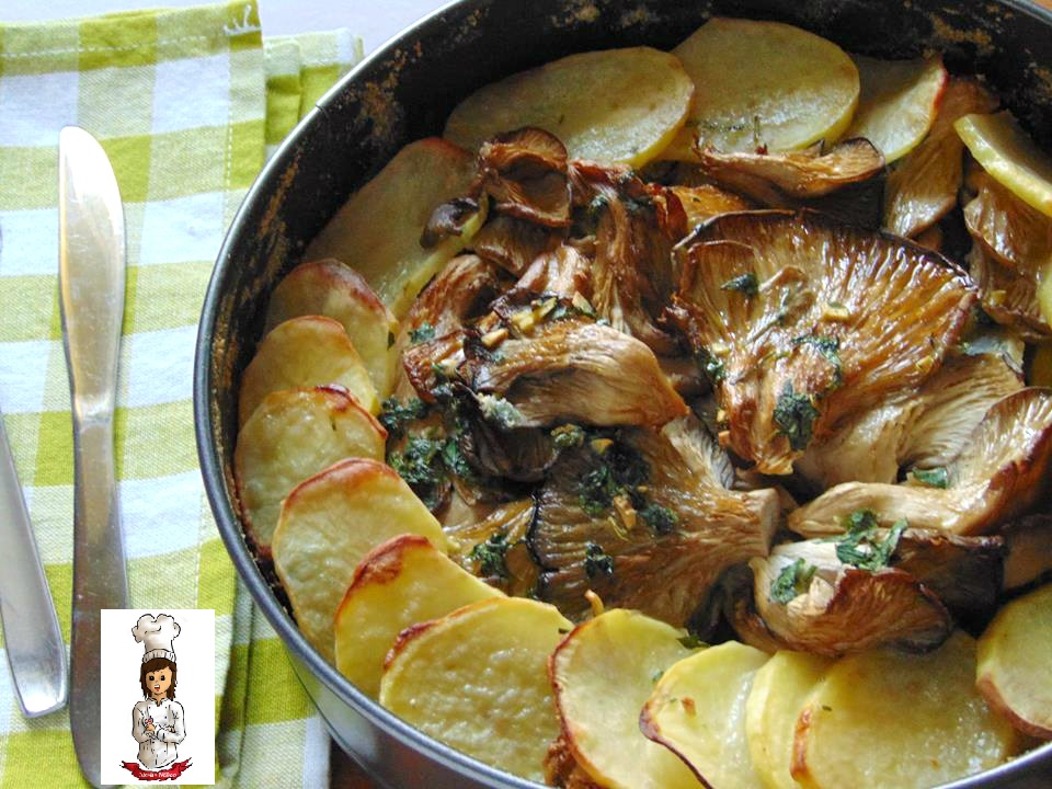 Patate e funghi al forno
