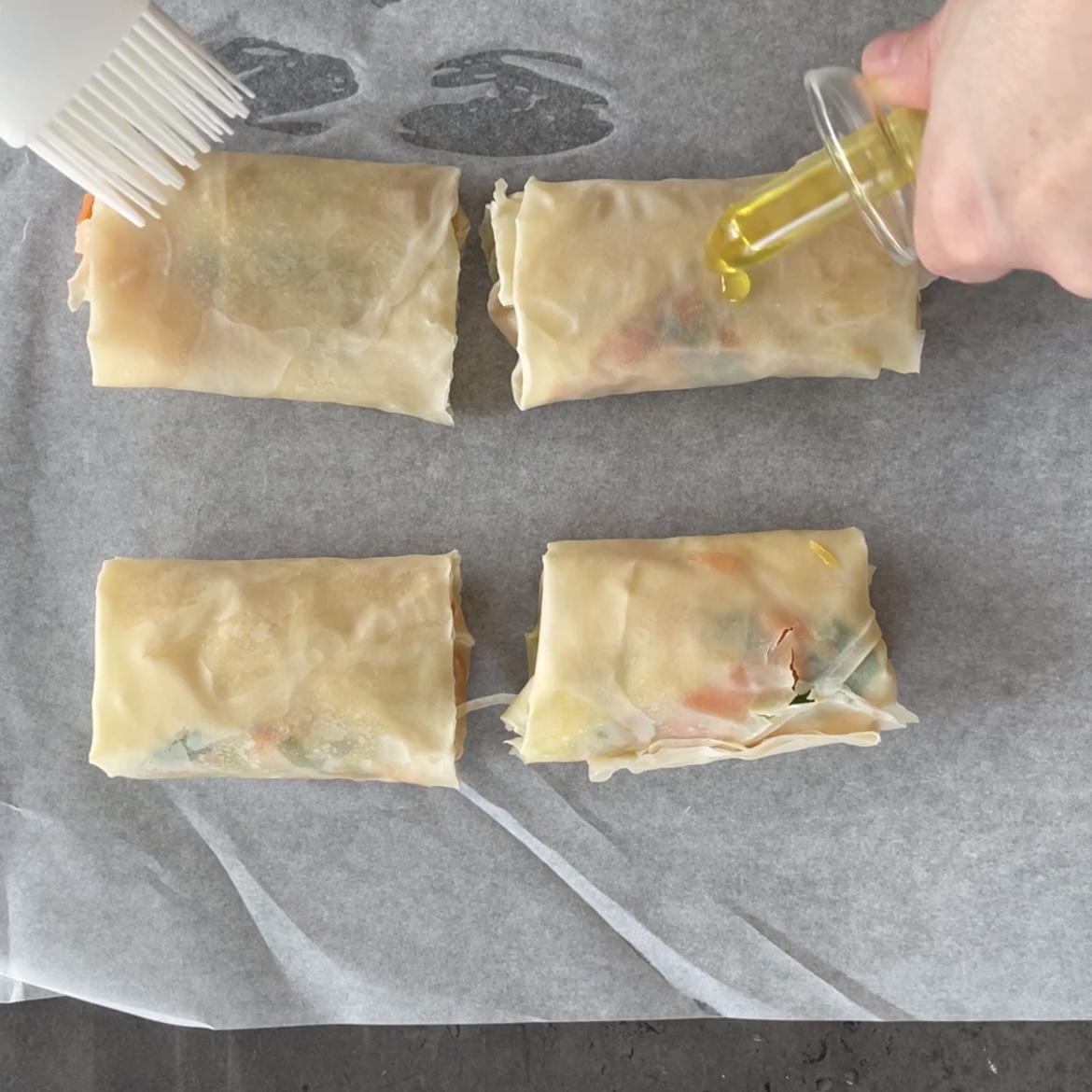 Involtini di pasta fillo con verdure ricetta antipasto vegetariano