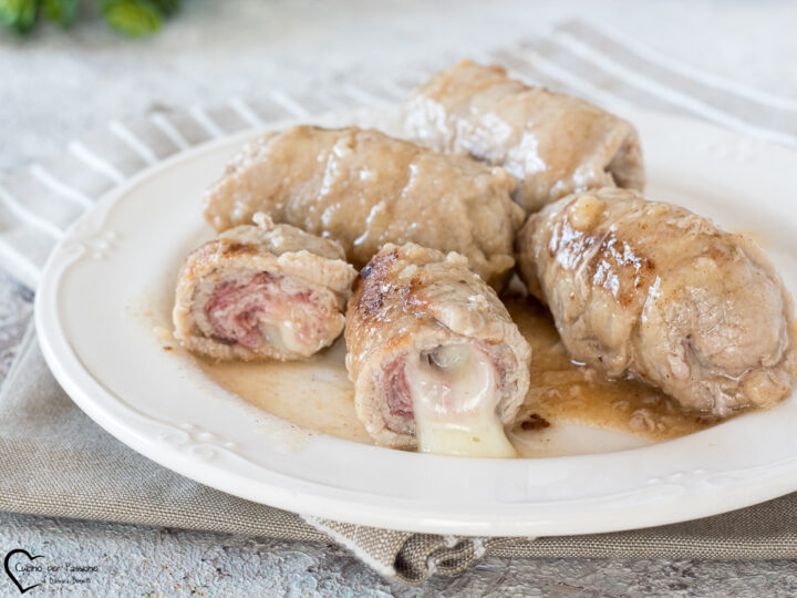 Involtini di vitello in padella ricetta con prosciutto e formaggio cremosi