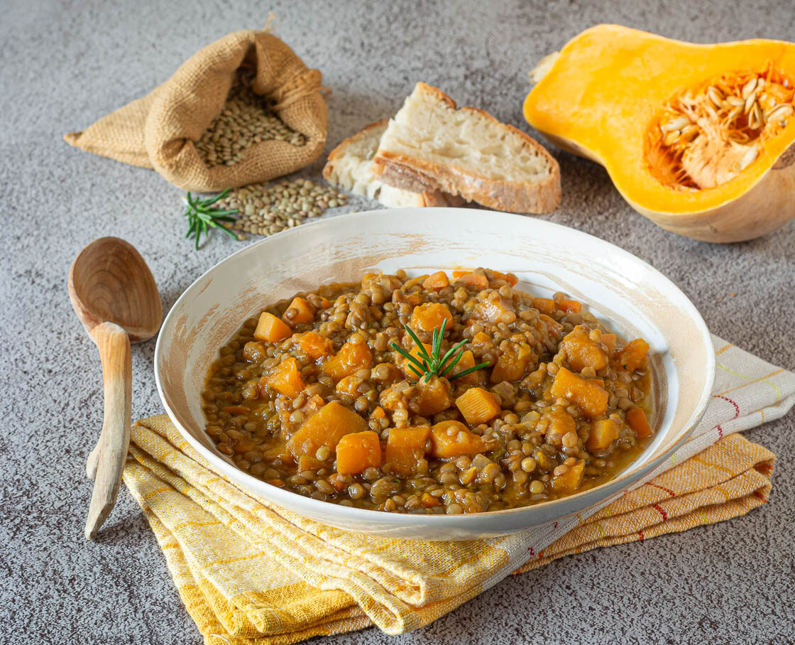 Zuppa di lenticchie e zucca
