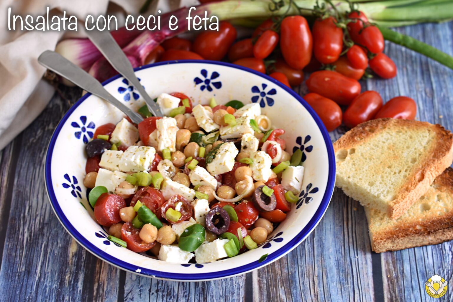 Insalata con ceci e feta | ricetta insalata estiva | piatto unico sano
