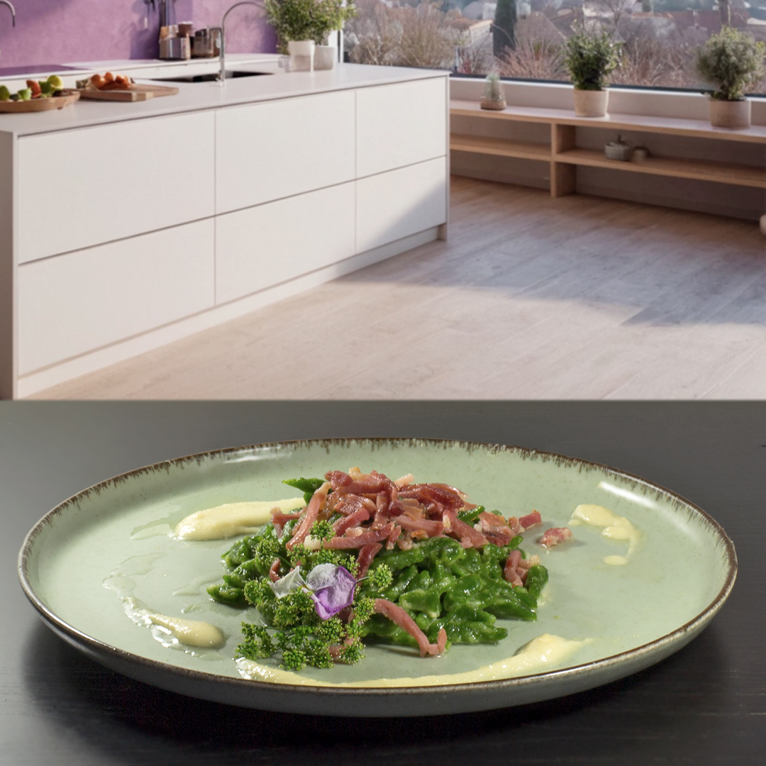 Spätzle con Crema di Formaggio e Petali di Speck - In cucina con Patty