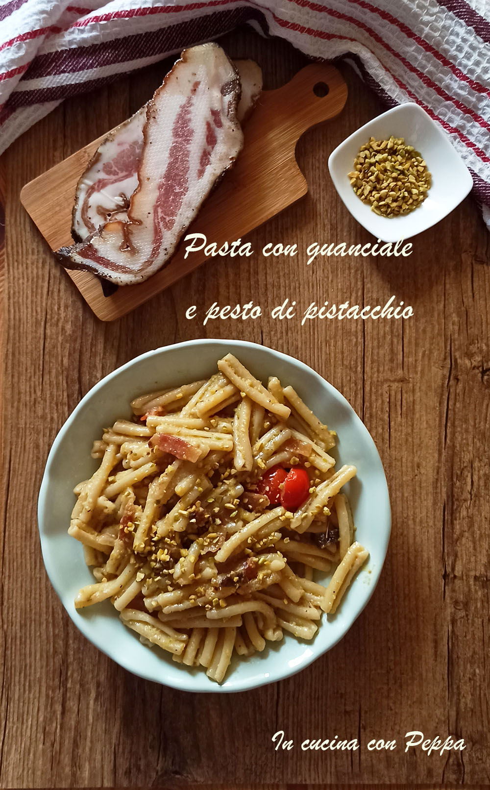 Pasta con guanciale e pesto di pistacchio - In cucina con Peppa
