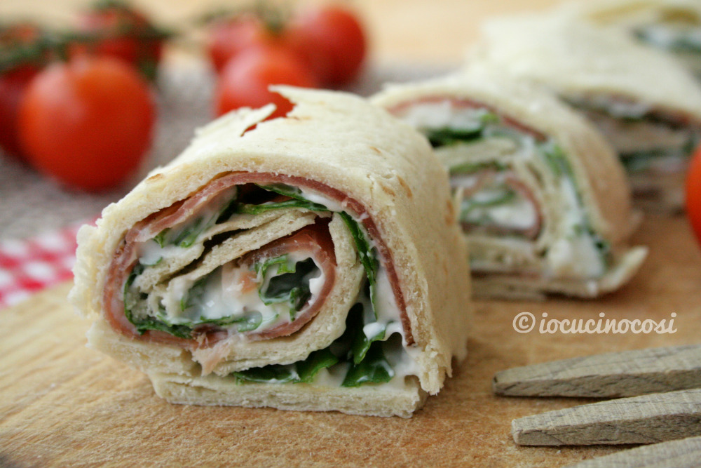 Rotoli di piadina farciti - Classica, vegetariana e gusto pizza