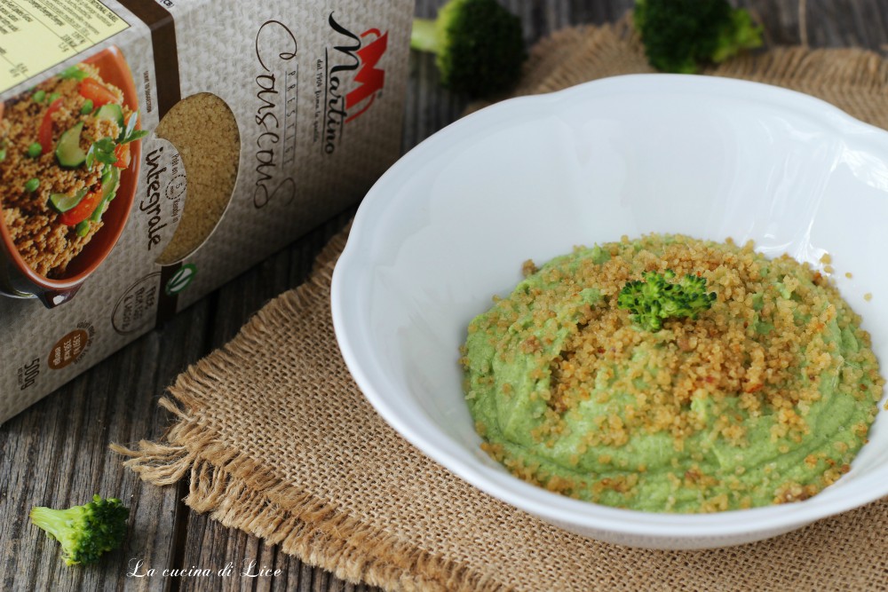 Crema di broccoli con couscous croccante all’acciuga