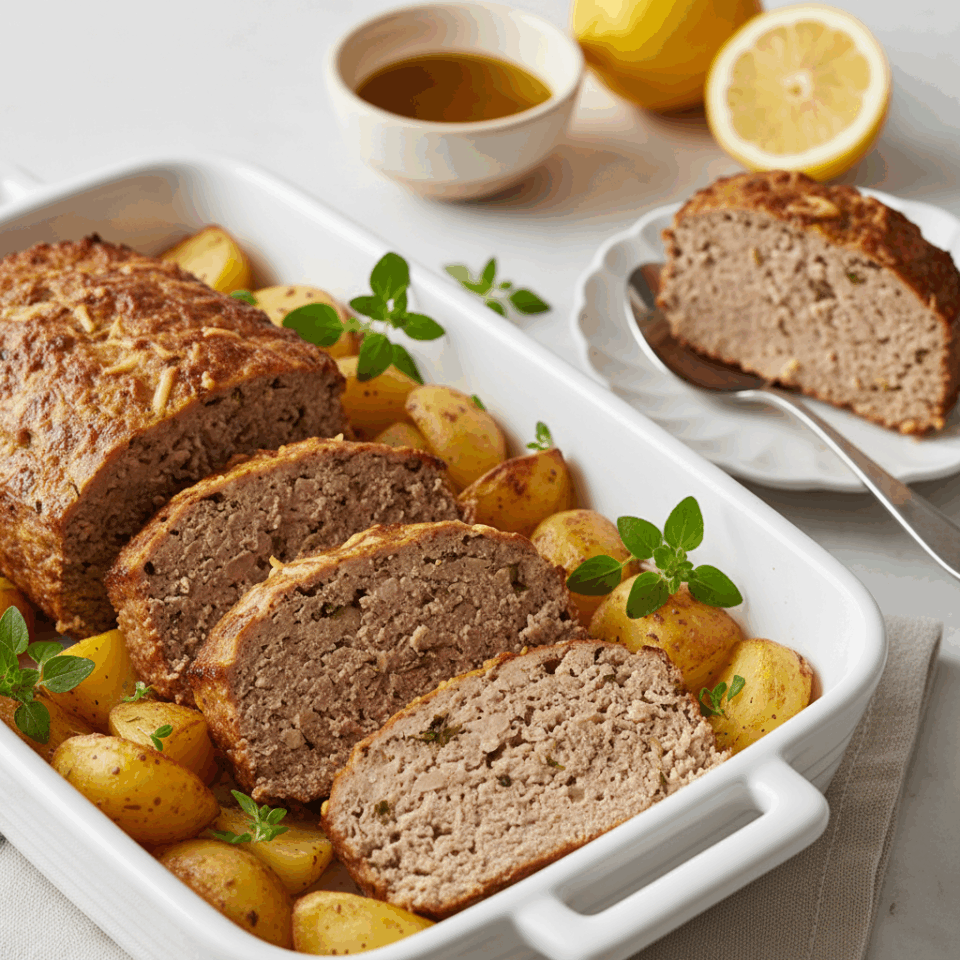 Polpettone di carne al forno con patate, ricetta della domenica