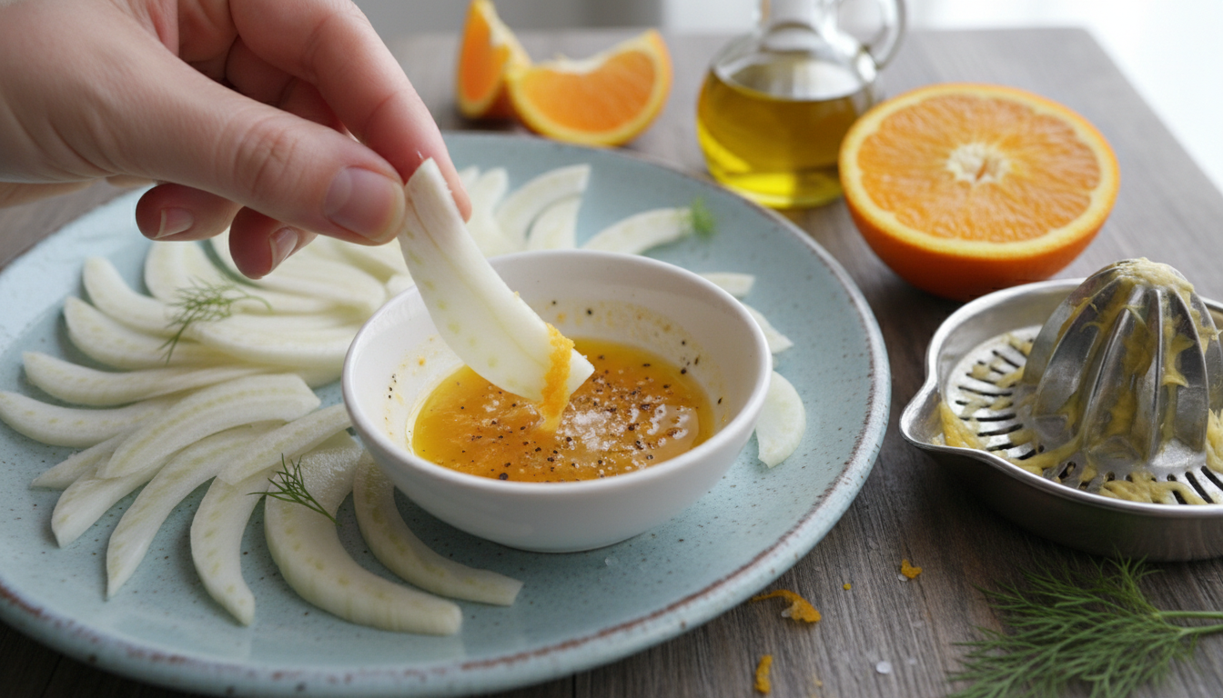 Finocchi in pinzimonio agli agrumi: ricetta leggera e digestiva.