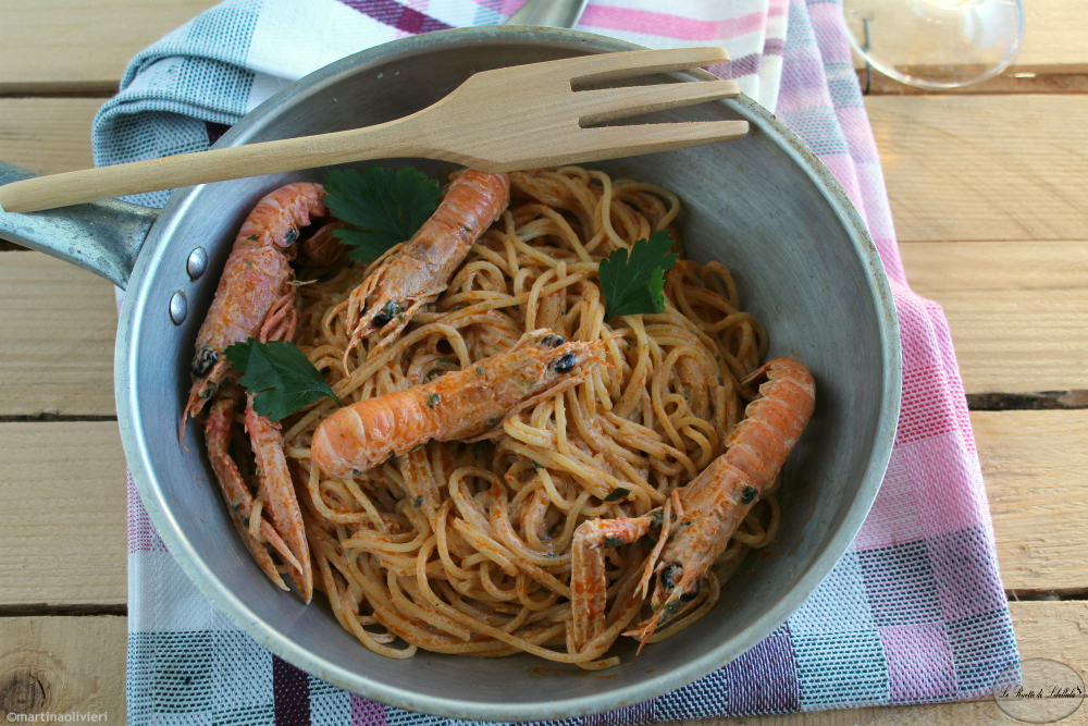 Spaghetti con crema di scampi