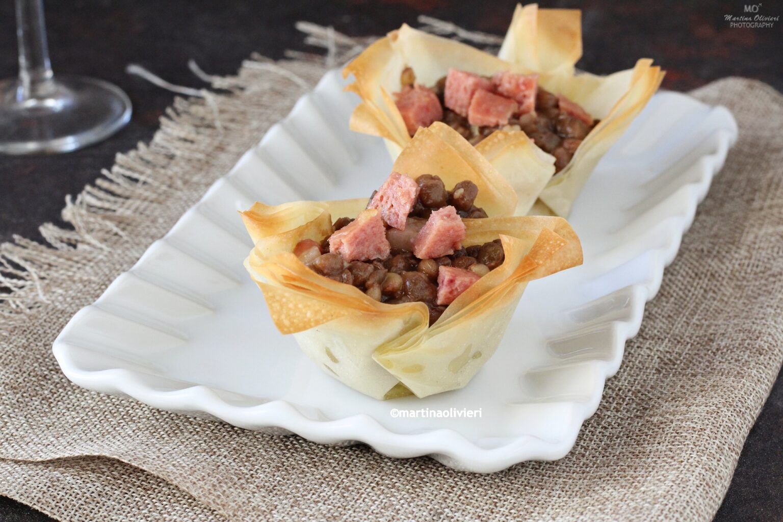 Cestini di pasta fillo con zampone e lenticchie - Le Ricette di Libellula