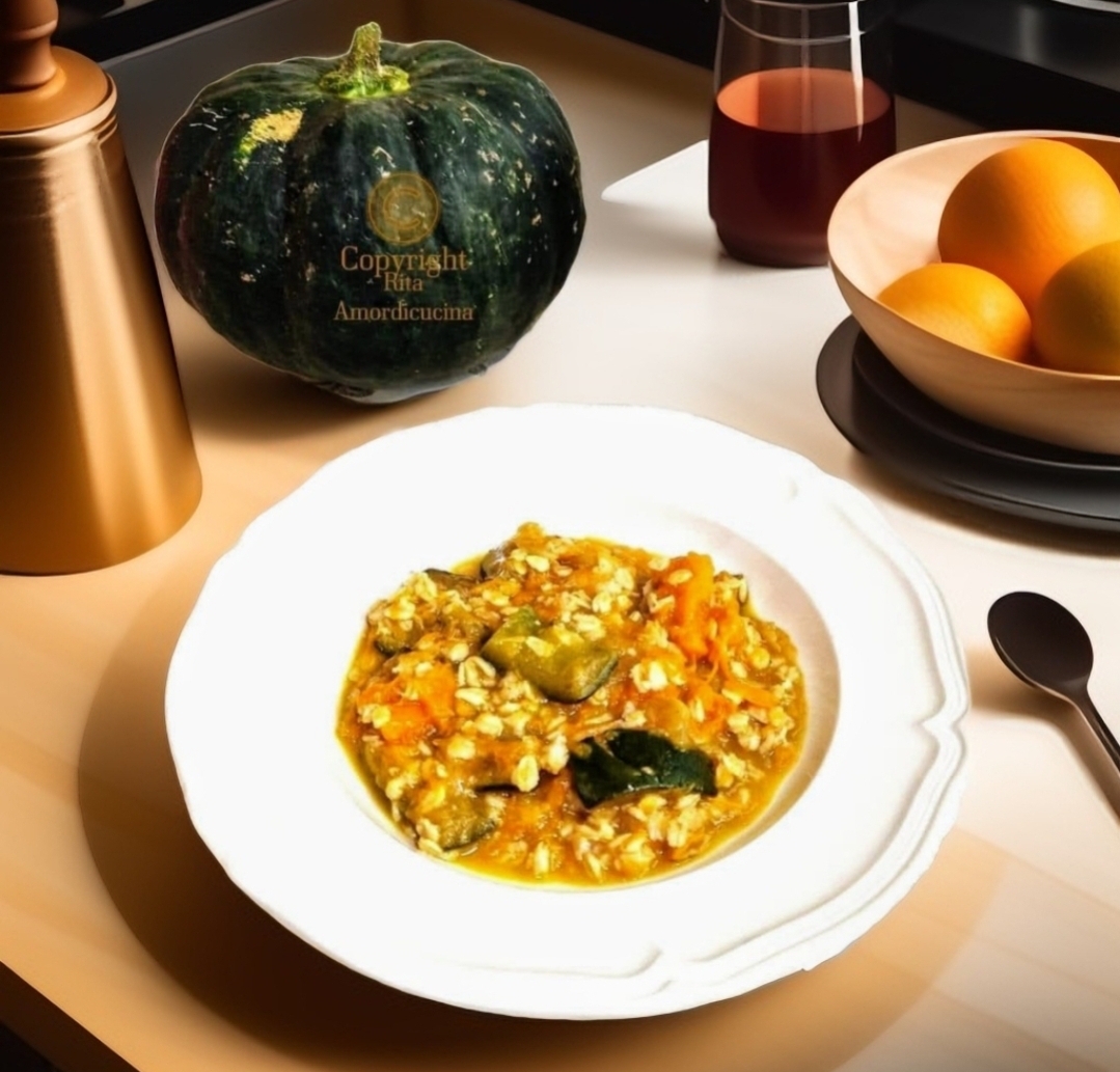 La zuppa d'avena con zucca e zucchine - Le ricette di Rita Amordicucina