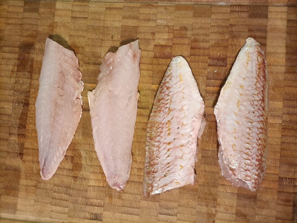 Filetti di triglie in padella su letto di pomodorini - ricetta