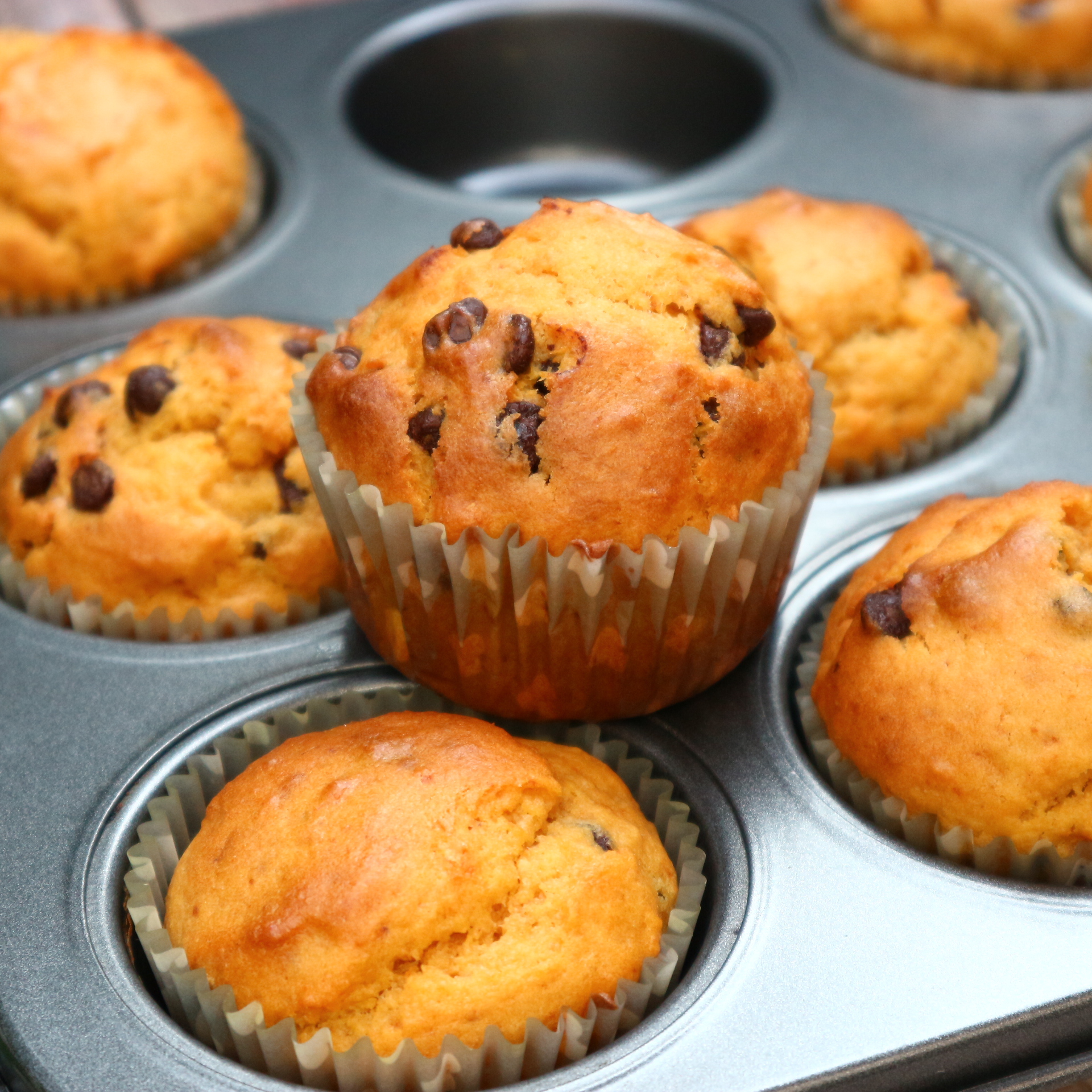 Muffin di patata dolce con gocce di cioccolato