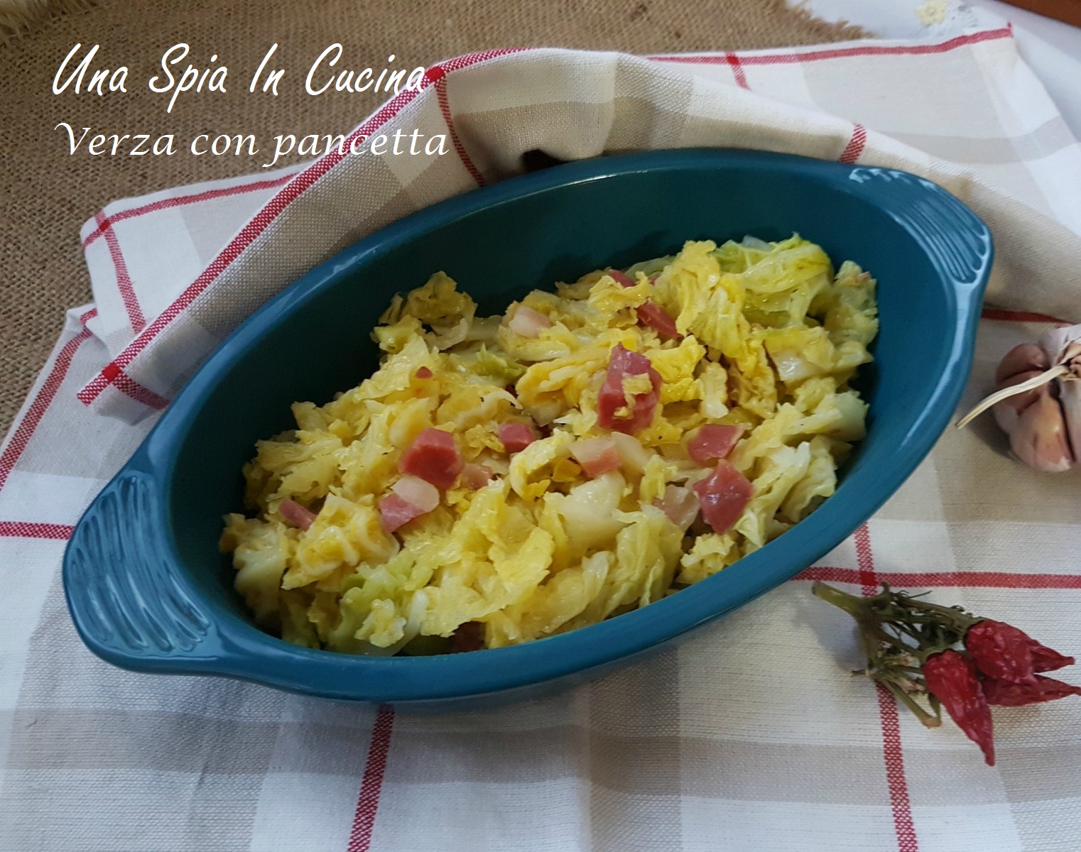 Verza con pancetta - cottura in padella - Una spia in Cucina