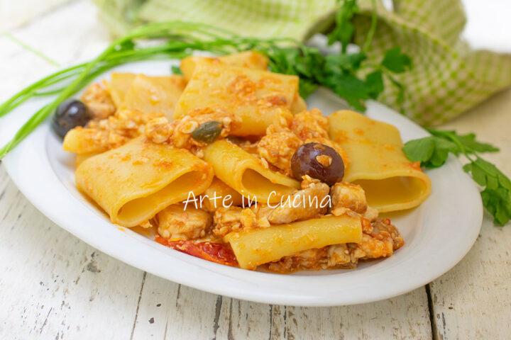 PACCHERI con PESCE SPADA e olive primo piatto veloce e facile