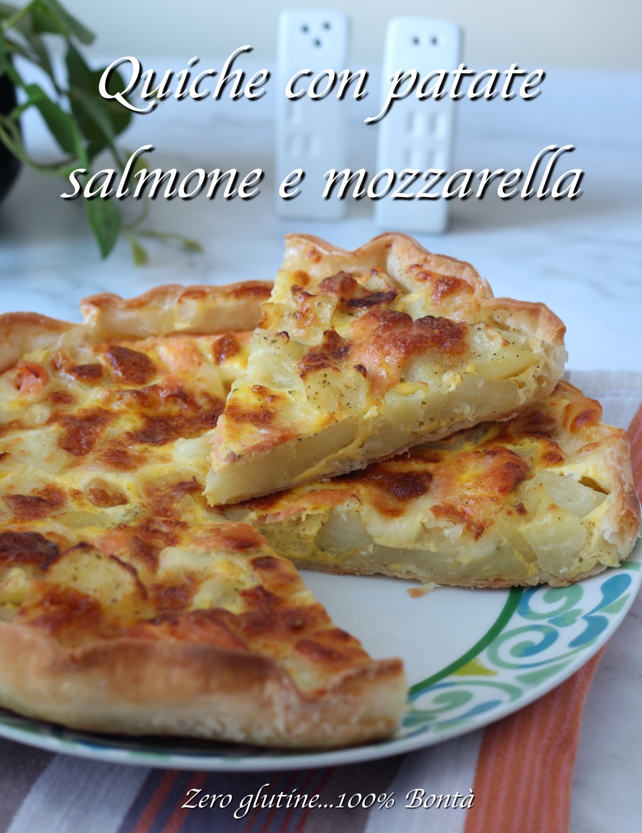 Quiche di pasta sfoglia con patate e salmone affumicato